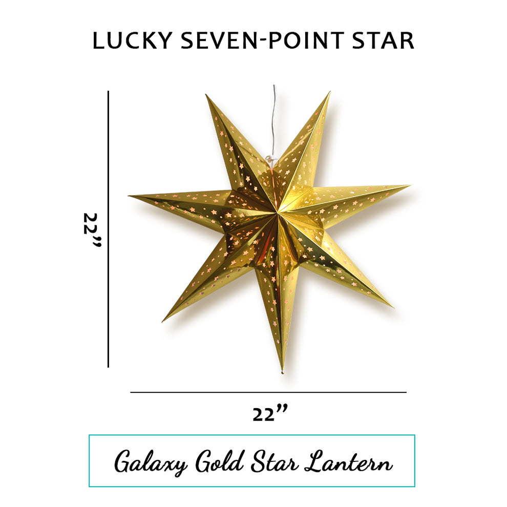 Paper Star Lantern Decoration (22 inch Galaxy Gold 7-Point Shining Sta ...